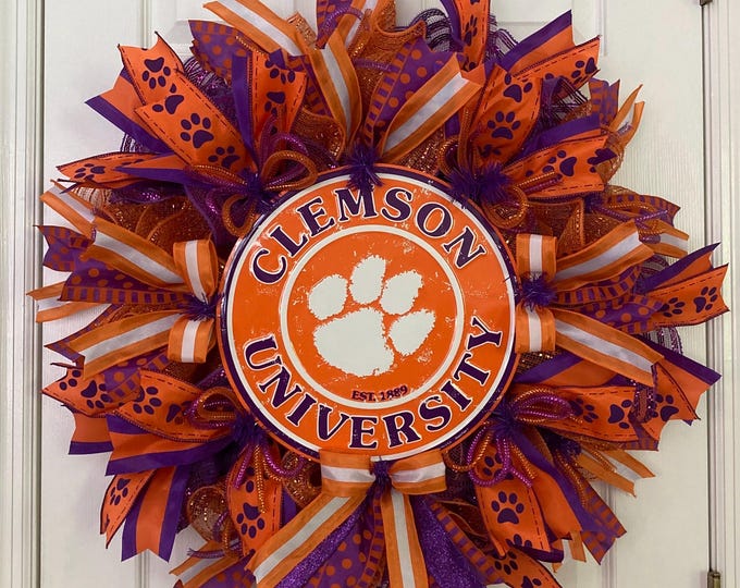 Clemson University Inspired Wreath-clemson Tigers Wreath-clemson ...