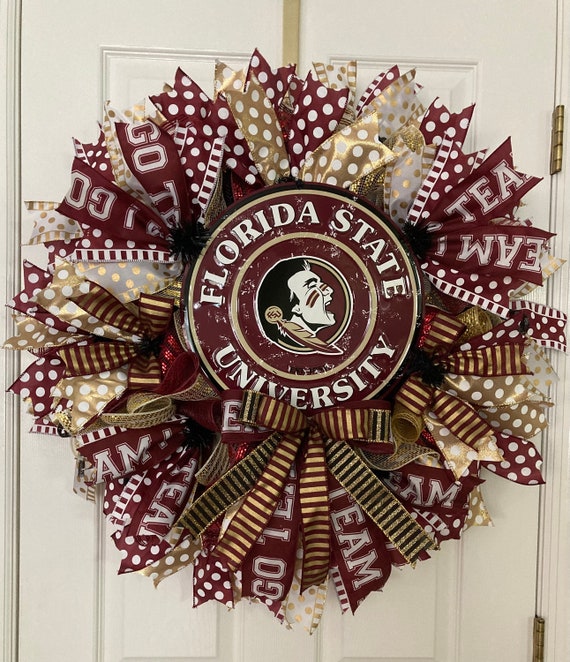FSU Inspired Wreath-florida State University Door Wreath-fsu - Etsy