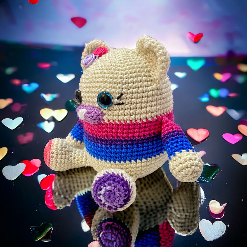 Handmade Crochet Bisexual Pride Teddy Bear LGBTQ Stuffed Animal Gift ...