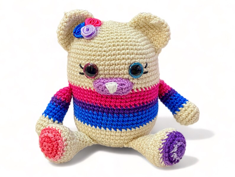 Handmade Crochet Bisexual Pride Teddy Bear LGBTQ Stuffed Animal Gift ...