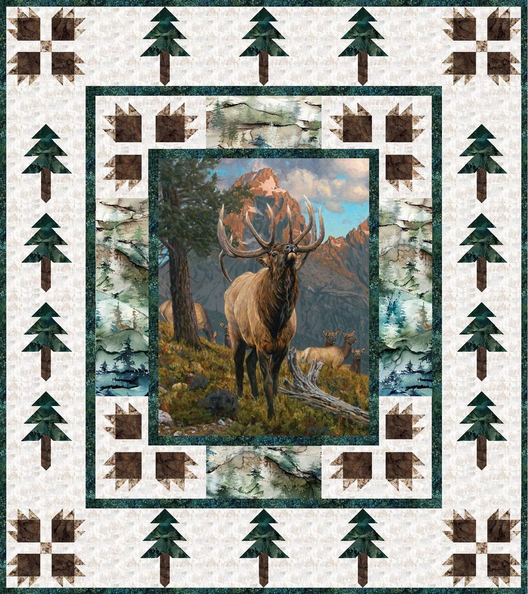 Wyatt Quilt Kit From Sew Big Quilting - Majestic Elk With Running ...