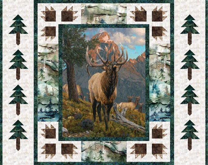 Wyatt Quilt Kit From Sew Big Quilting - Majestic Elk With Running ...