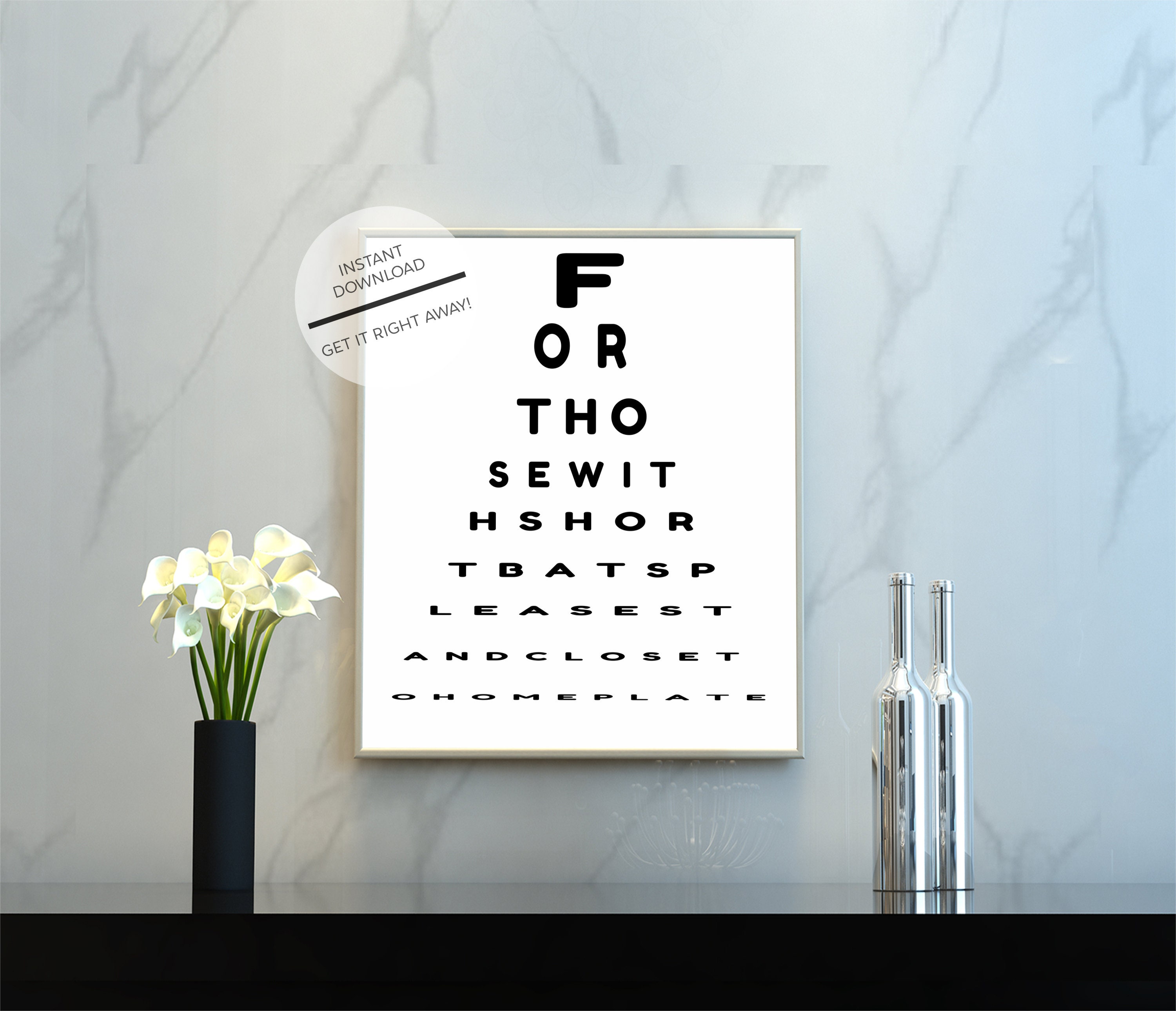 Funny Bathroom Printable Art-eye Chart Printable-for Those With Short ...