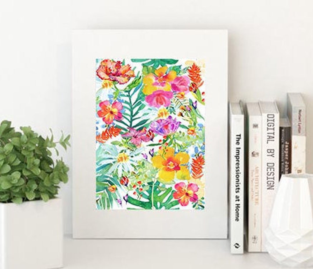 Tropical Floral Printable Art-beach Artwork Digital - Etsy