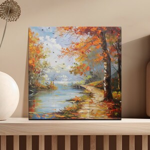 Watercolor Autumn Forest Path Digital Poster, Fall Scenery Downloadable ...