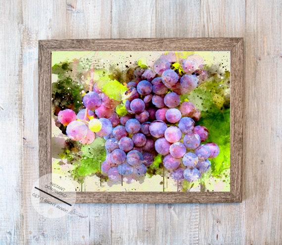 Grapes Watercolor Printable Art-fruit Artwork Digital | Etsy