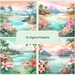 Pastel Tropical Digital Paper Set-pastel Beach Floral Digital Paper ...