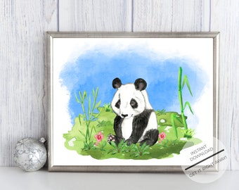 Animals Kawaii Funny Wall Decor Cute Panda Poster for Kids Boys Girls ...