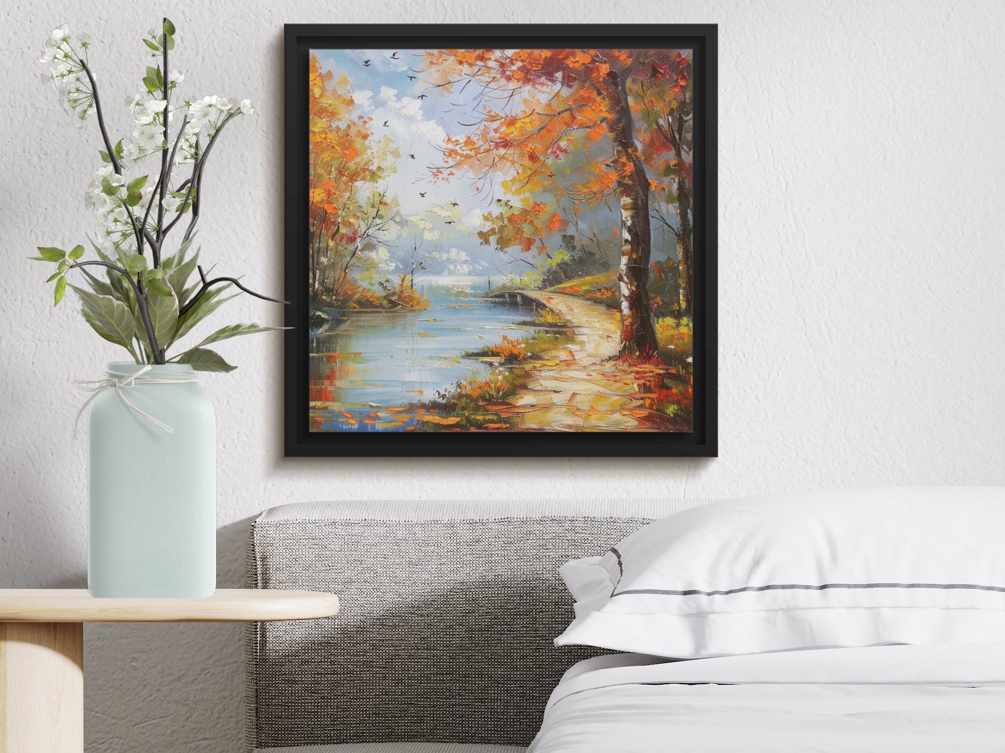 Watercolor Autumn Forest Path Digital Poster, Fall Scenery Downloadable ...