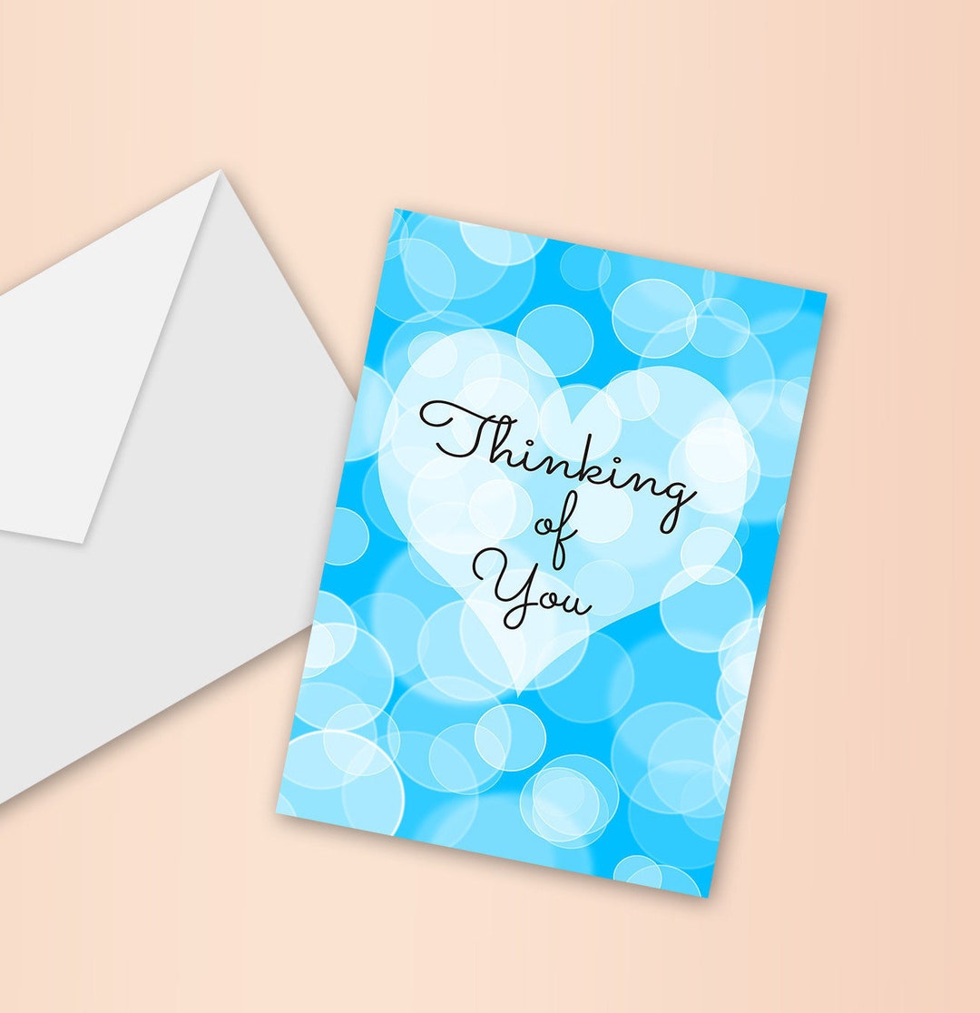 Thinking of You Printable Greeting Card-blue Thinking of You - Etsy