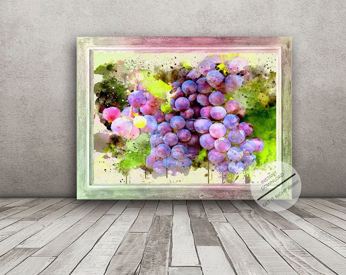 Grapes Watercolor Printable Art-fruit Artwork Digital Download-country ...