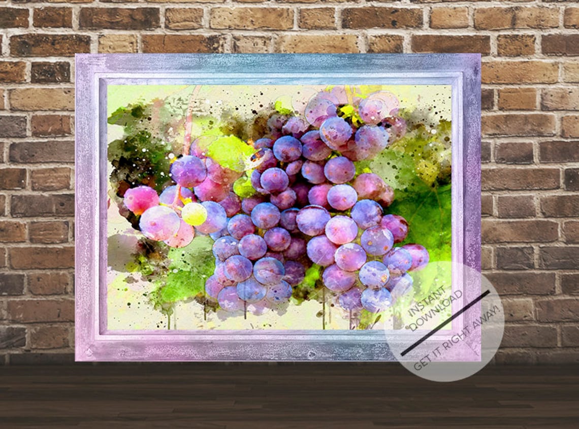 Grapes Watercolor Printable Art-fruit Artwork Digital Download-country ...