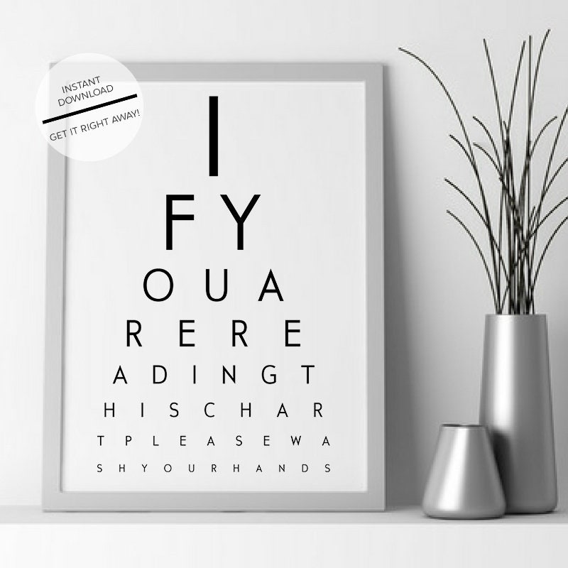 Funny Bathroom Printable Art-eye Chart Printable-if You Are Reading ...