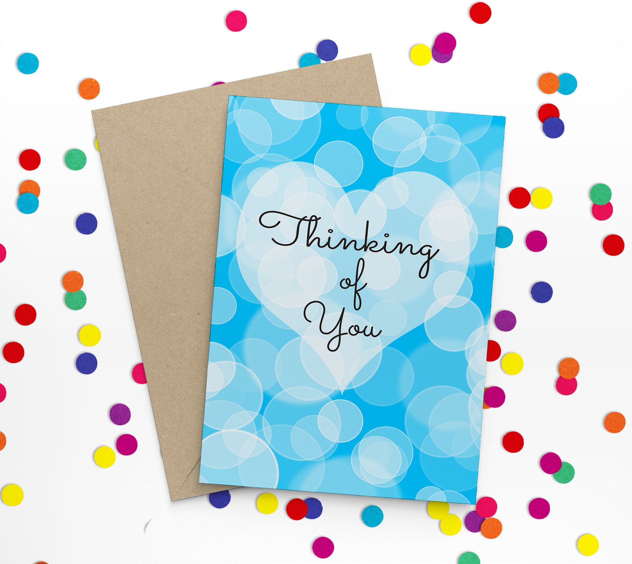 Thinking of You Printable Greeting Card-blue Thinking of You | Etsy