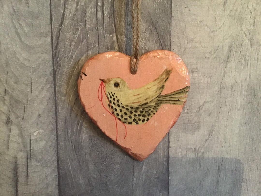 Slate Hanging Heart. Bird. Hanging Plaque. Home Decor. Gift. - Etsy
