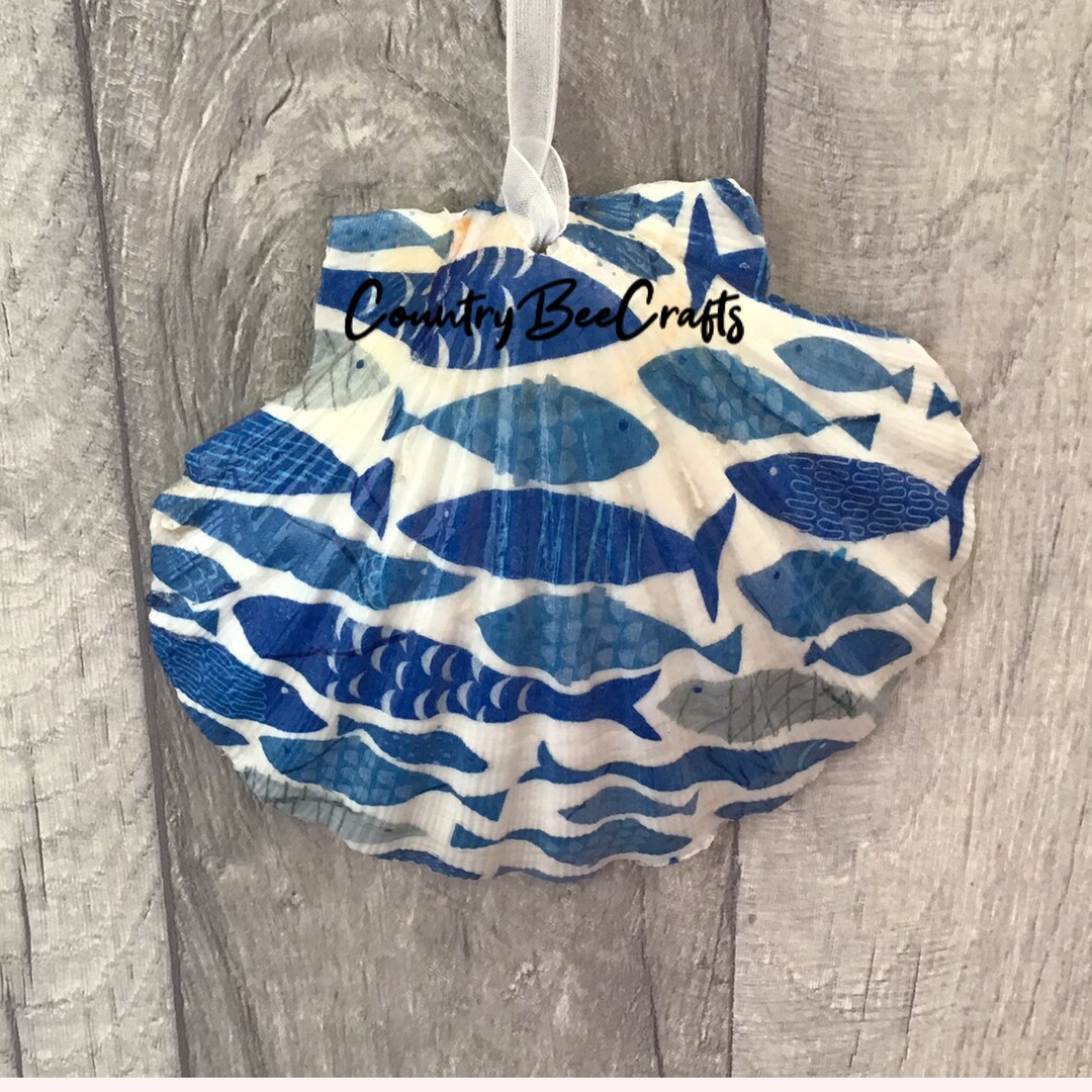 Natural Seashell. Decoupaged. Fish.home Decor. Gift - Etsy