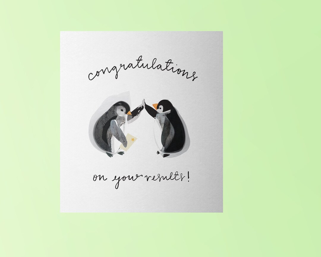 Congratulations on Your Results Penguin Card - Etsy