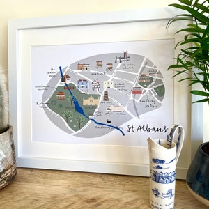 Illustrated Map of St Albans - Landscape - Etsy