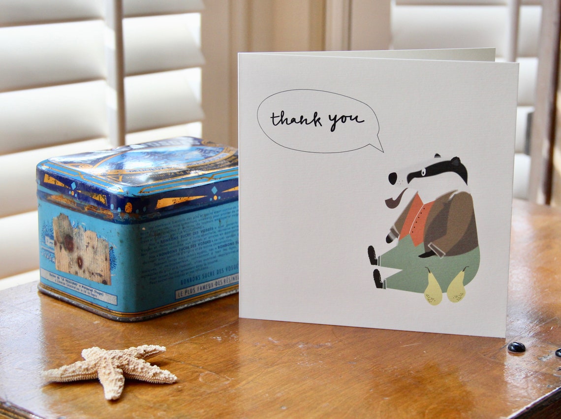 Badger Thank You Card - Etsy