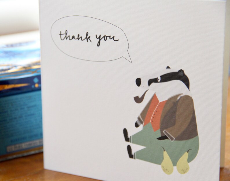 Badger Thank You Card - Etsy