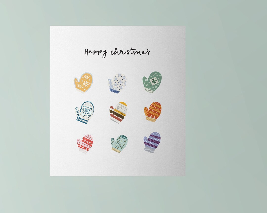 Winter Mittens Christmas Cards - Etsy