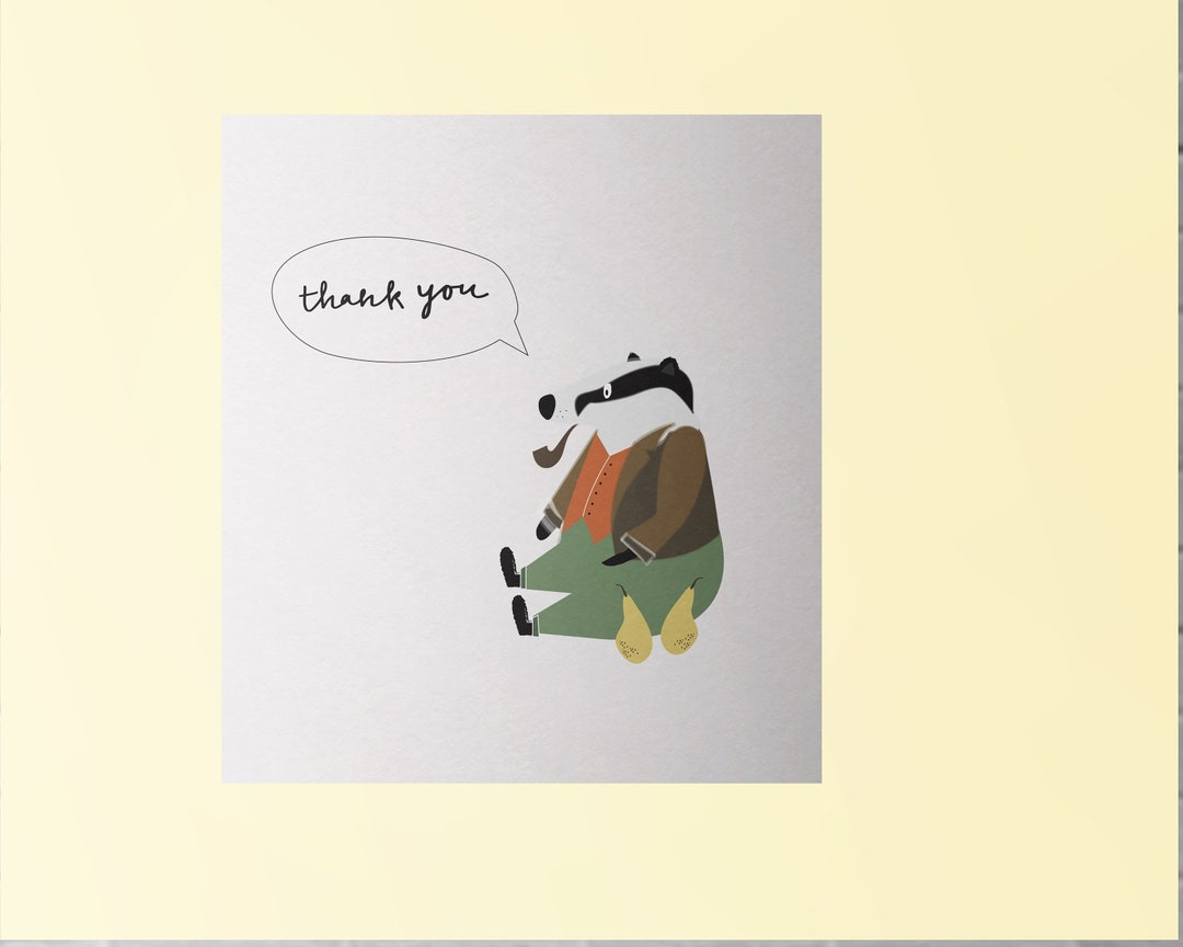 Badger Thank You Card - Etsy