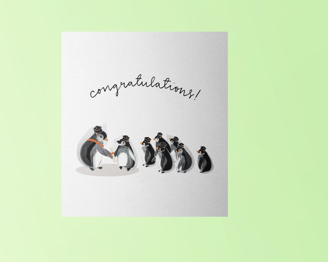 Penguin Graduation Ceremony Card - Etsy