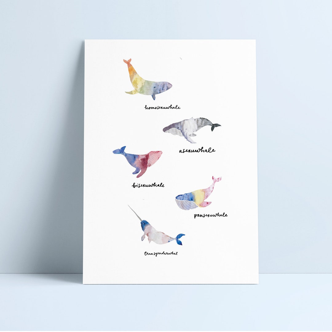 LGBT Whales A4 Print - Etsy