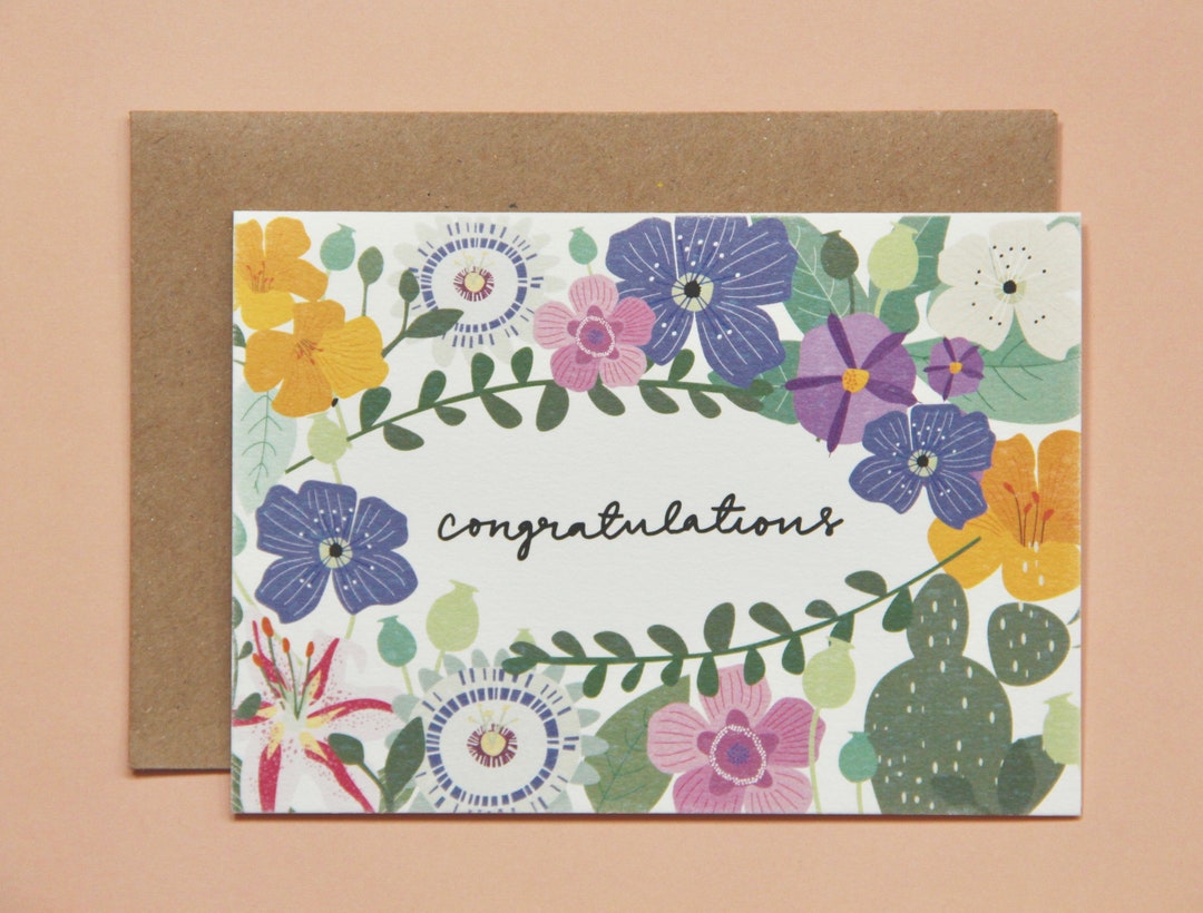 Floral Congratulations Card - Etsy