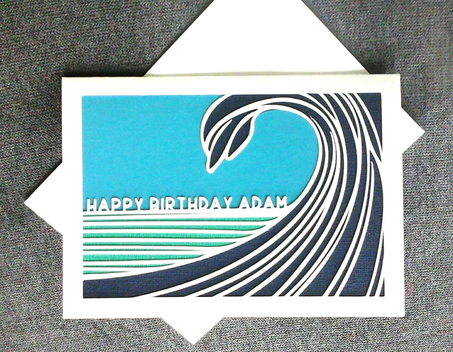 Personalised Birthday Card With Wave Design - Etsy Australia
