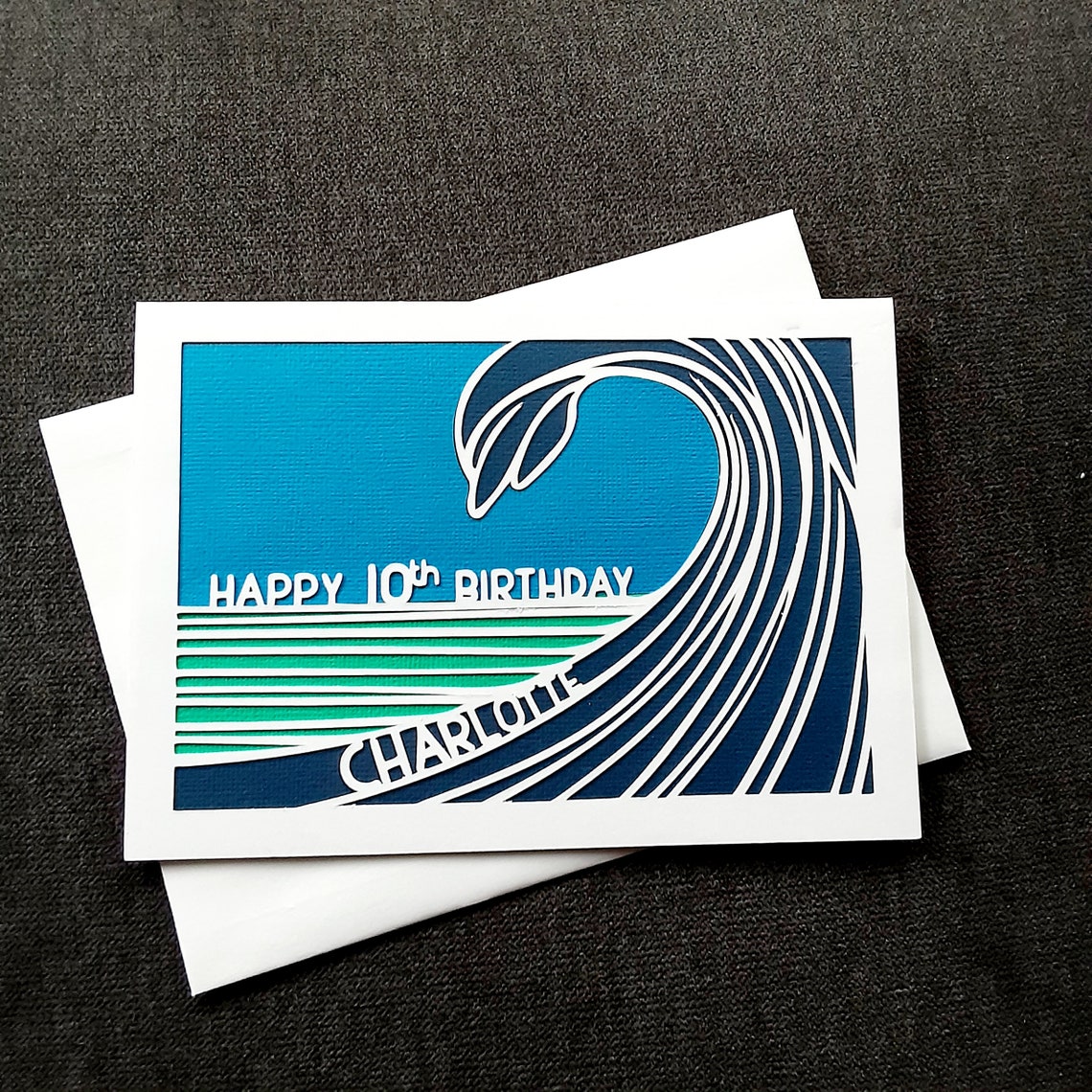 Personalised Birthday Card With Wave Design - Etsy Australia