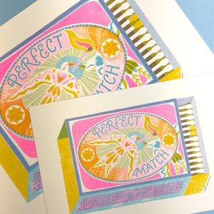 Perfect Match - Risograph Print - Matchbox Artwork. - Etsy