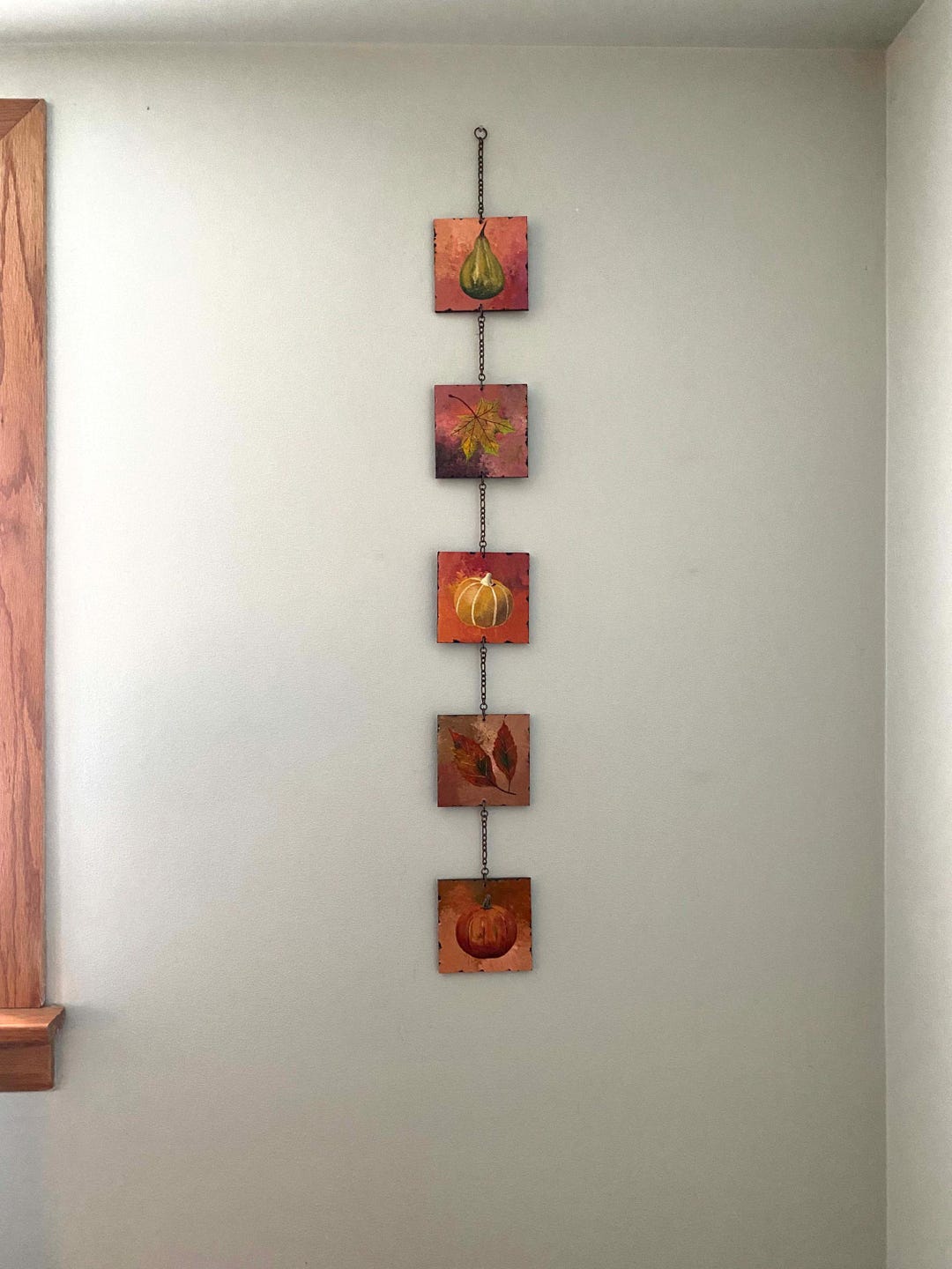 Vertical Hanging Original Fall Wall Art Paintings, Wooden Autumn Art ...