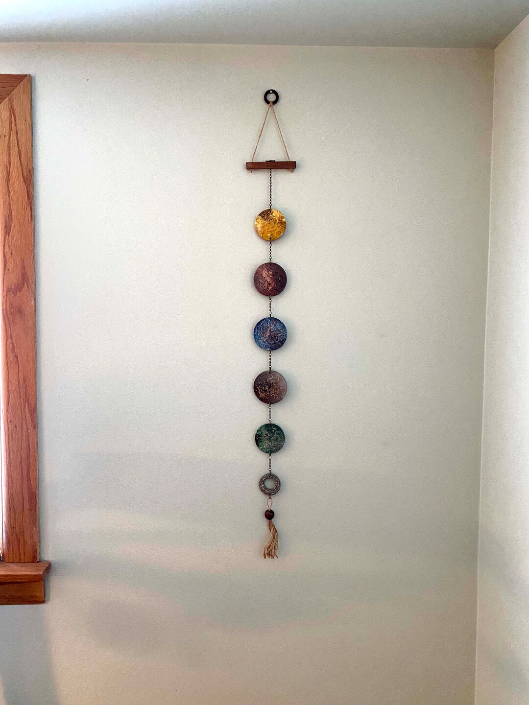 Vertical Wooden Circle Wall Art, Wooden Circle Wall Hanging, Narrow ...