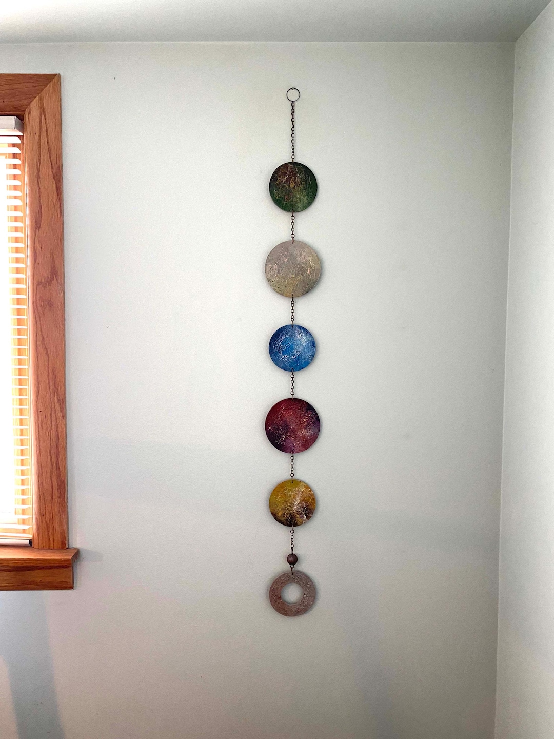 Vertical Wooden Circle Wall Art, Wooden Circle Wall Hanging, Narrow ...