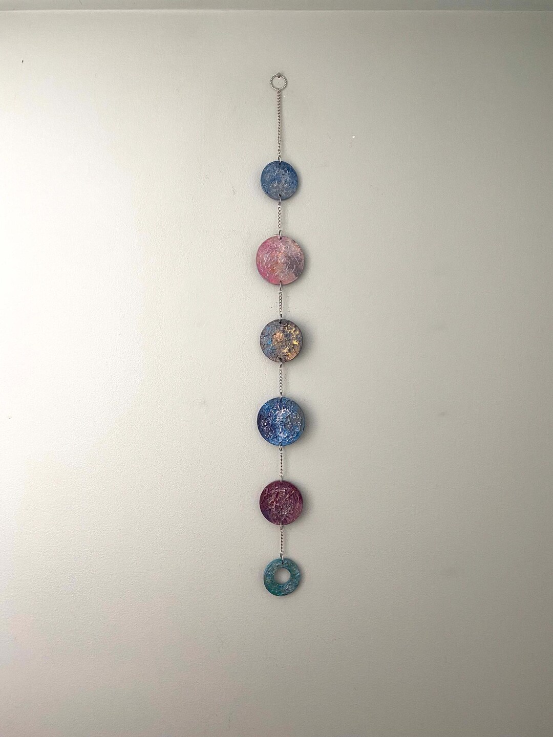 Vertical Wooden Circle Mobile Wall Art, Wooden Circle Wall Hanging ...