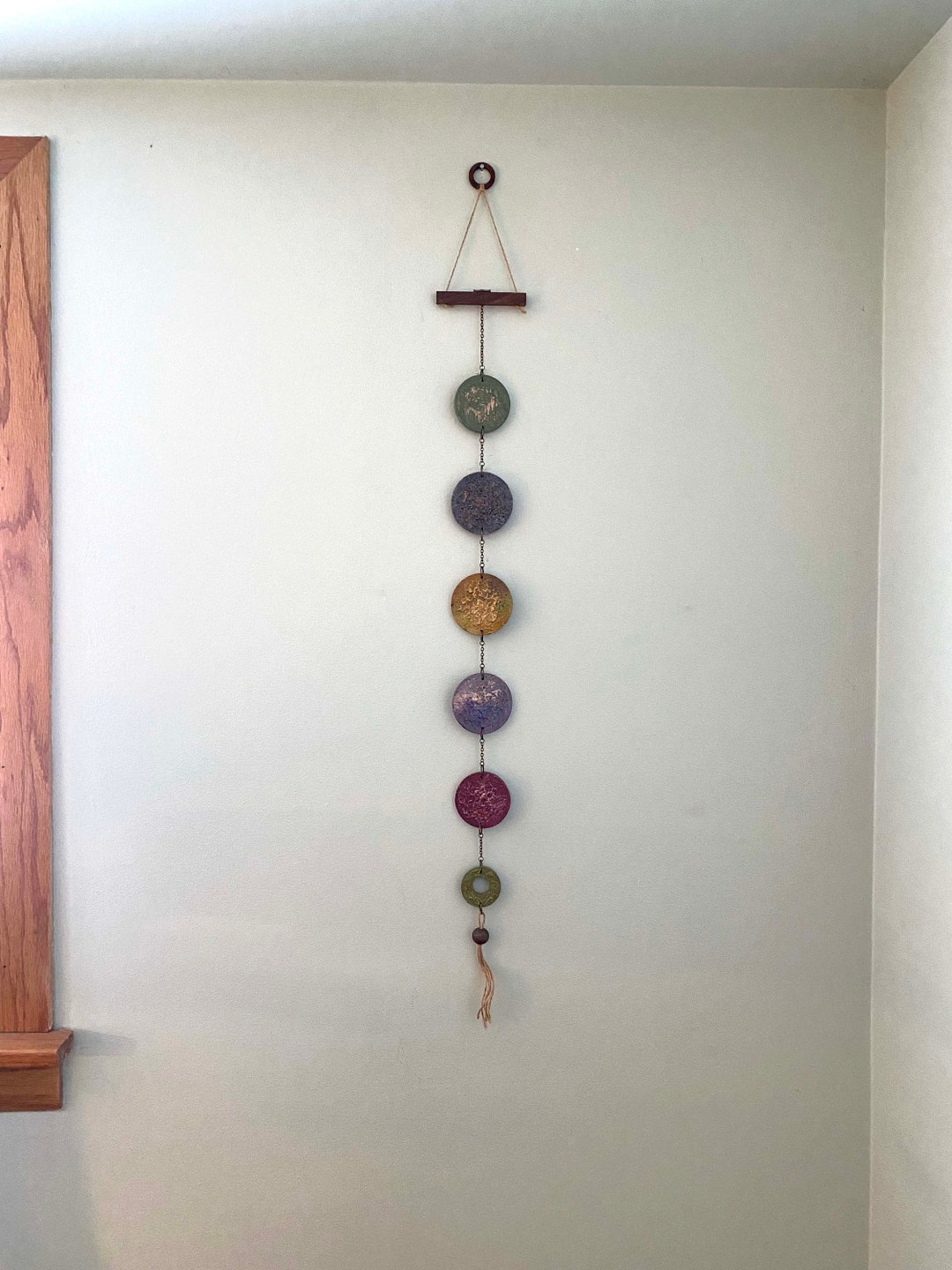 Vertical Wooden Circle Wall Art, Wooden Circle Wall Hanging, Narrow ...