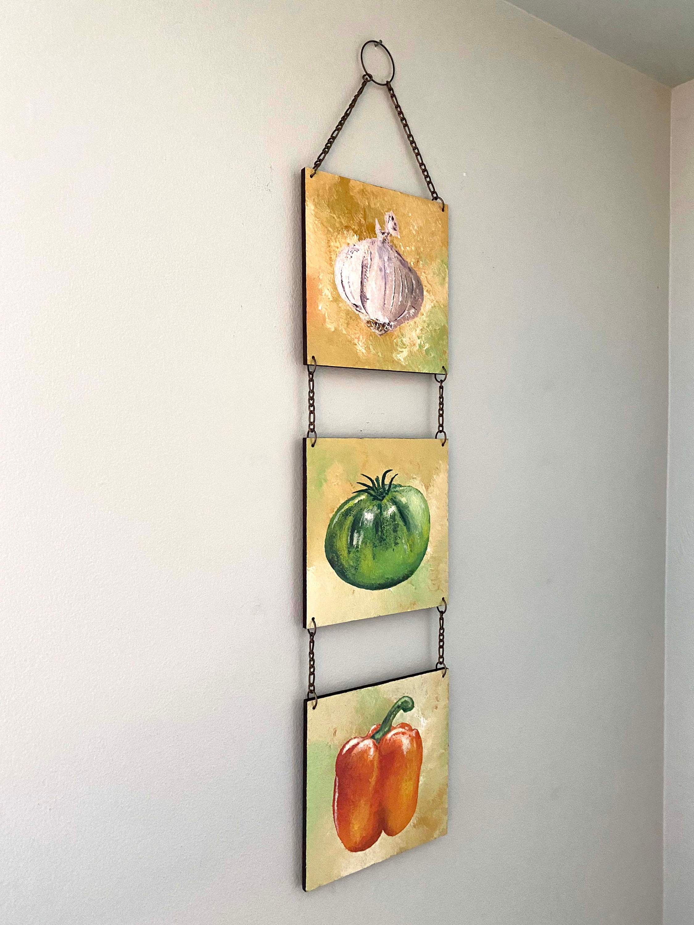Kitchen Wall Art Decor Vegetable Art Set of 3 Vertical - Etsy