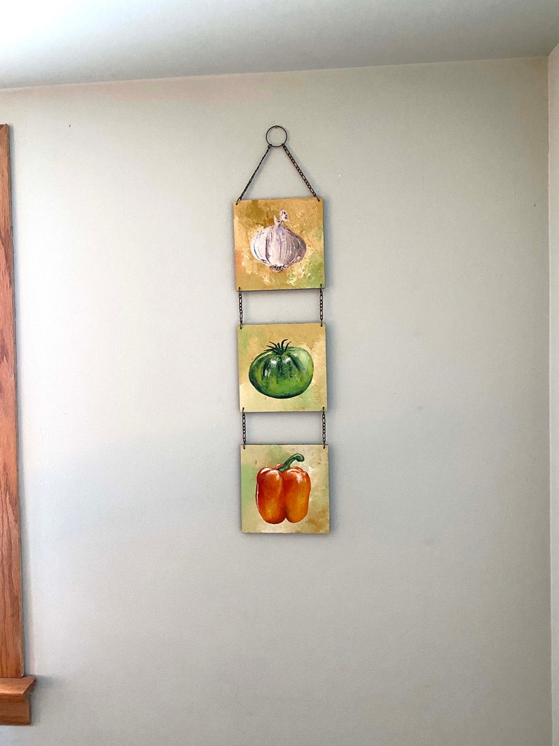 Kitchen Wall Art Decor Vegetable Art Set of 3 Vertical - Etsy