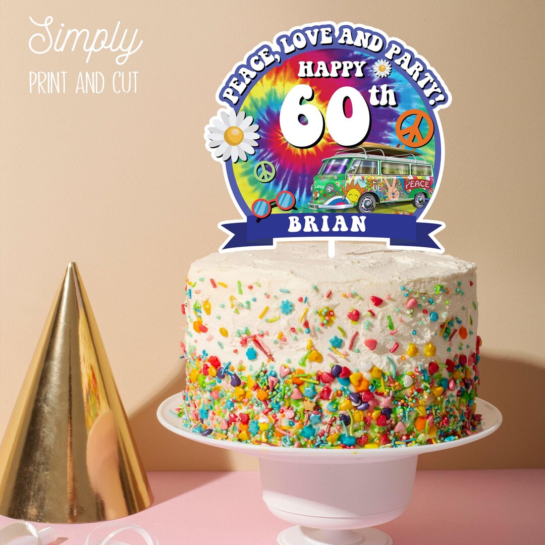 Groovy Hippie Peace & Love 60s Theme Birthday Cake Topper , Groovy ...