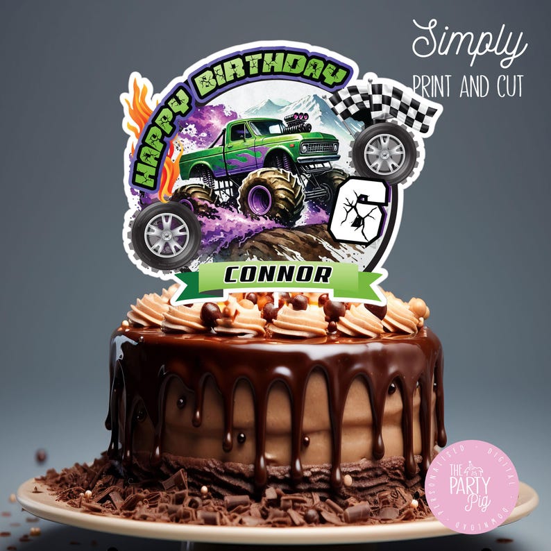 Monster Truck Cake Topper,monster Truck Digital Download Cake Topper ...
