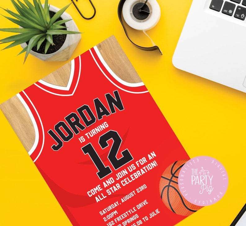 Basketball Jersey Digital Download Birthday Invitation, Jersey Party ...