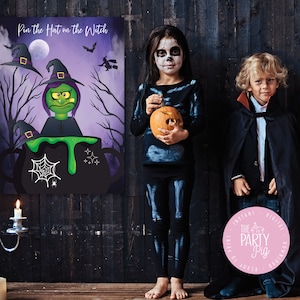 Halloween Party Game Pin the Hat on the Witch DIY Party Printable ...
