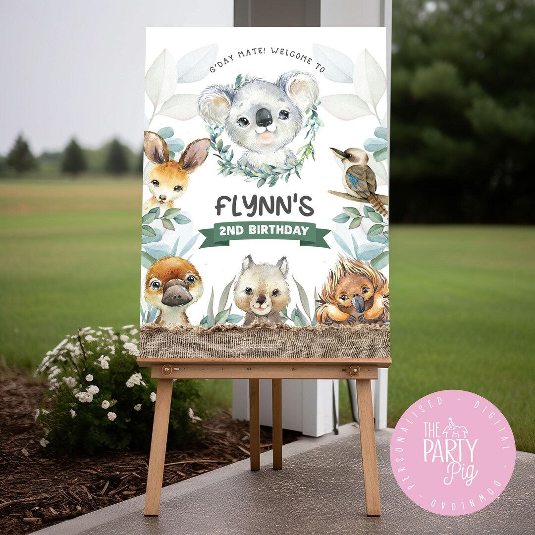 Australian Animals Birthday Welcome Sign, Australians Animals Welcome ...