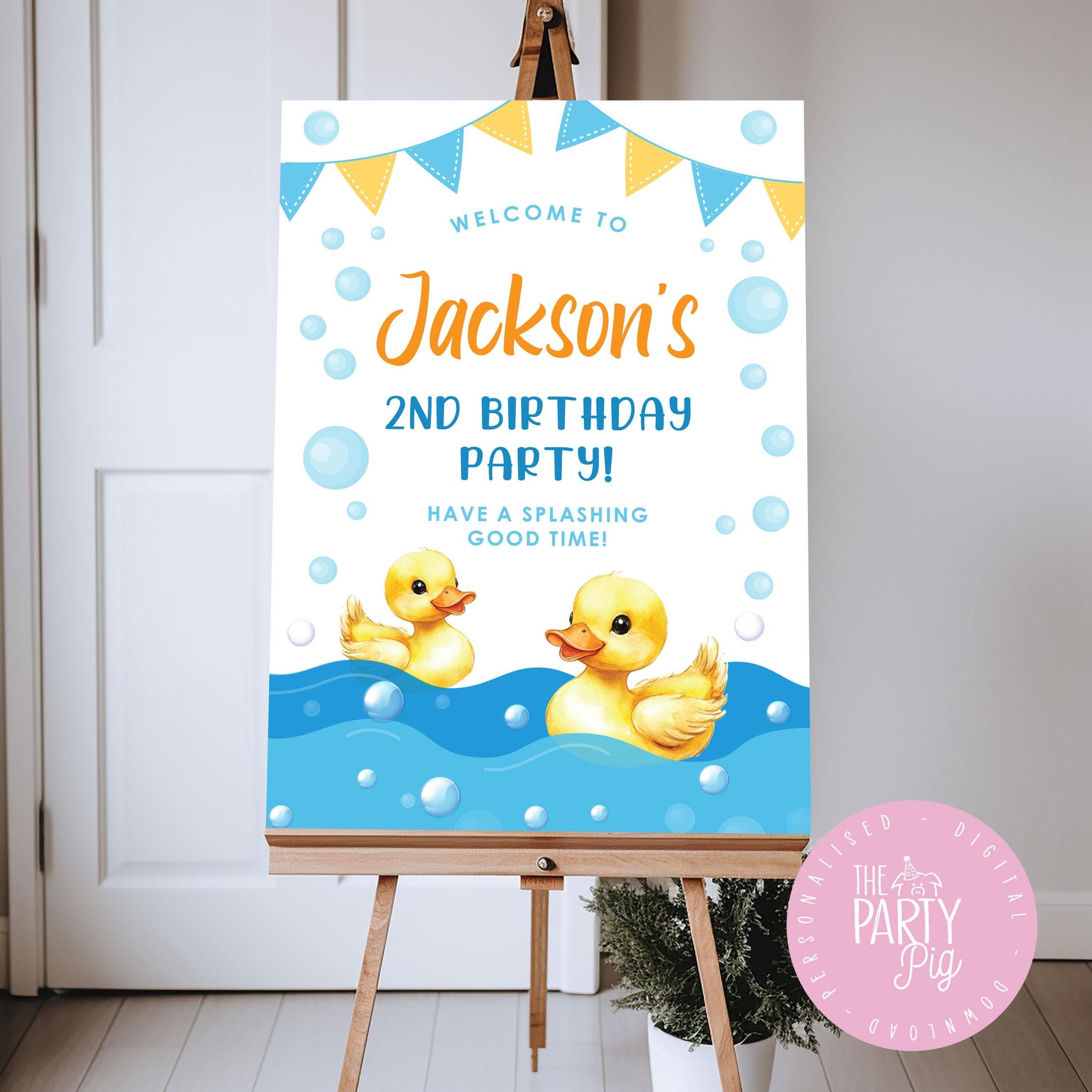 Rubber Duckie Birthday Welcome Sign, Digital Download Custom Poster ...