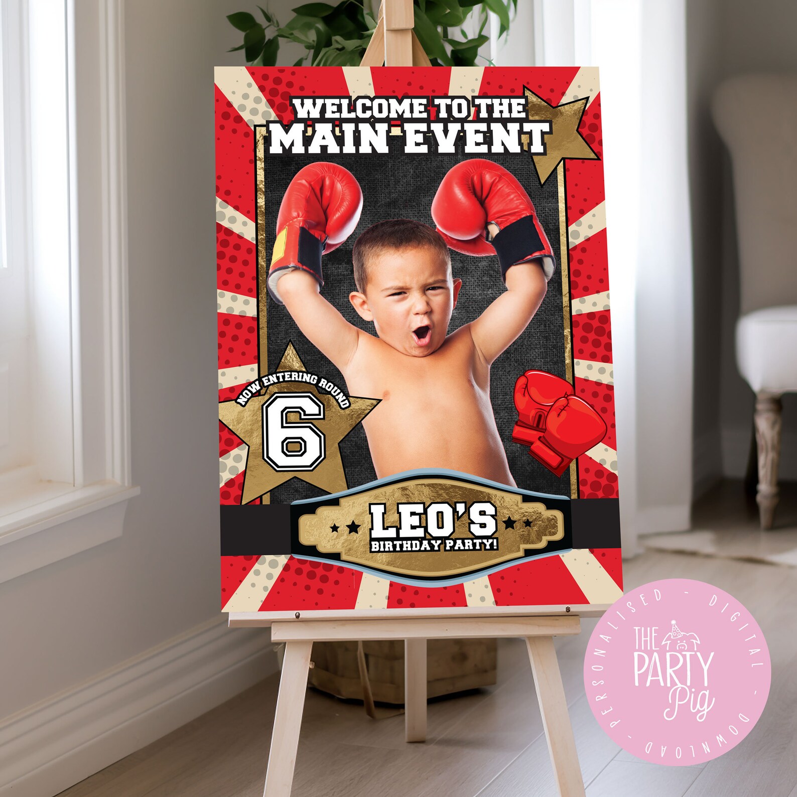 Boxing Birthday Welcome Poster, Knockout Sign, Boxing Birthday Party ...
