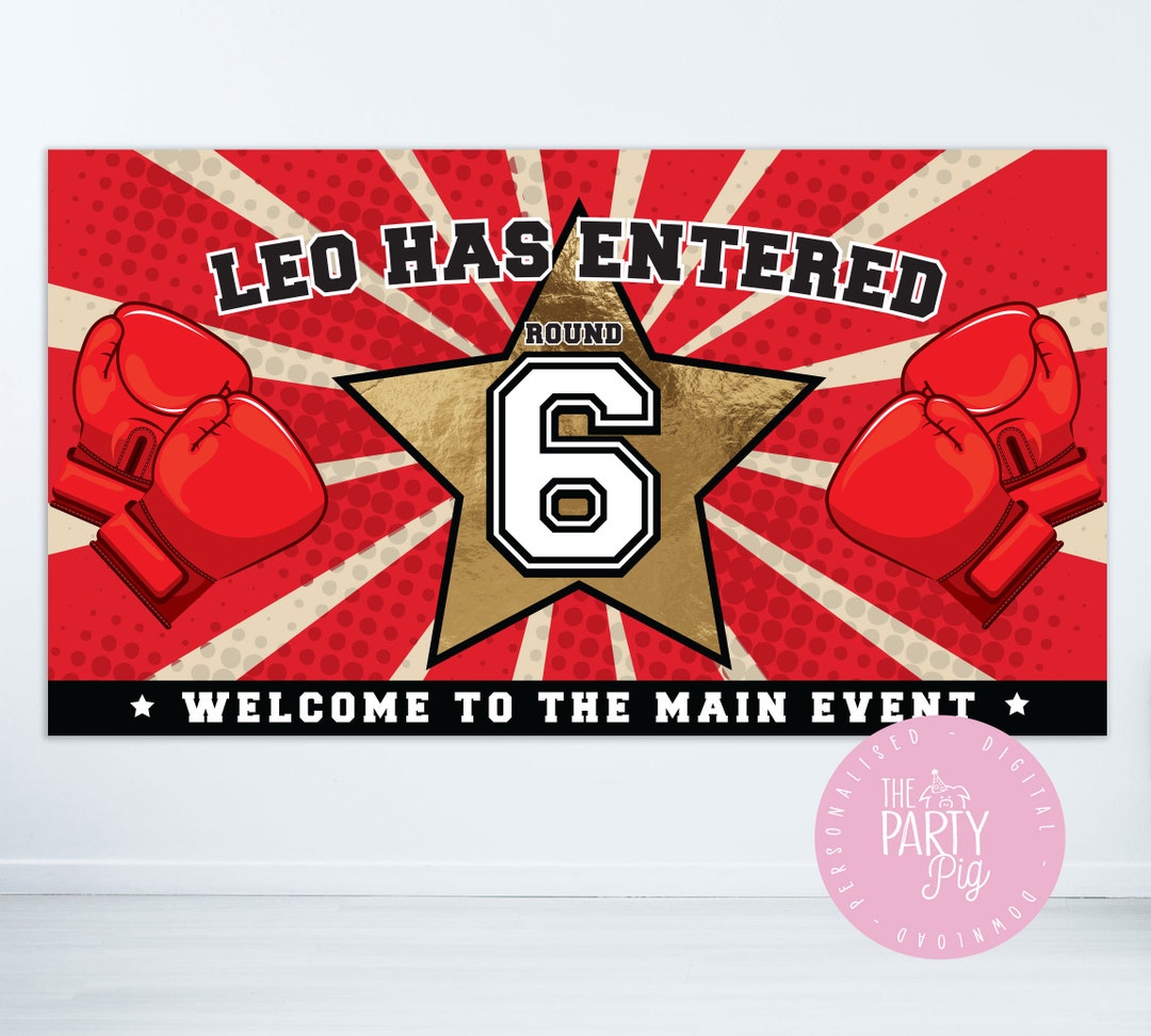 Boxing Birthday Backdrop Birthday Party Banner Boxing Poster Digital ...