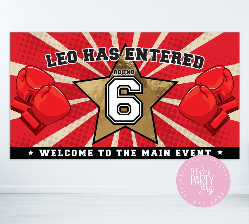 Boxing Birthday Backdrop Birthday Party Banner Boxing Poster Digital ...