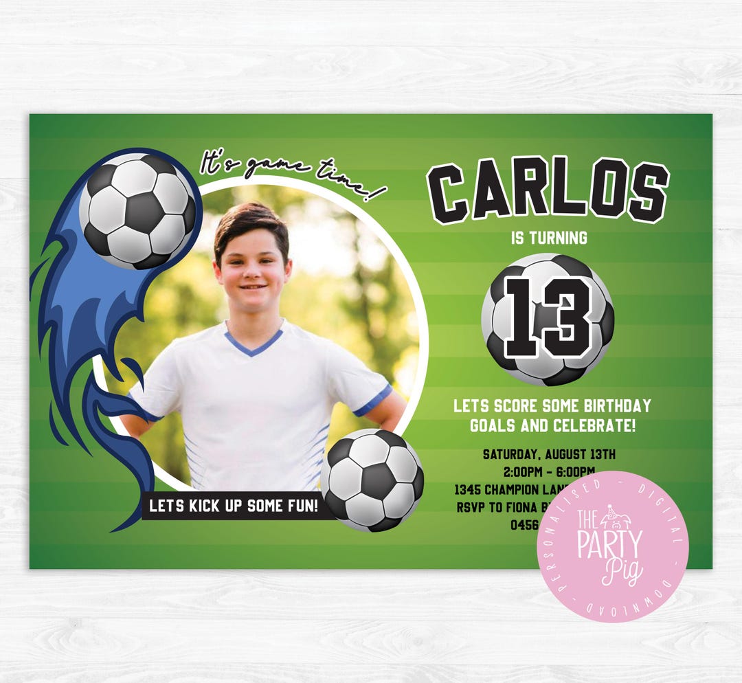 Soccer / Football Field Invitation Digital Download Birthday Invite ...