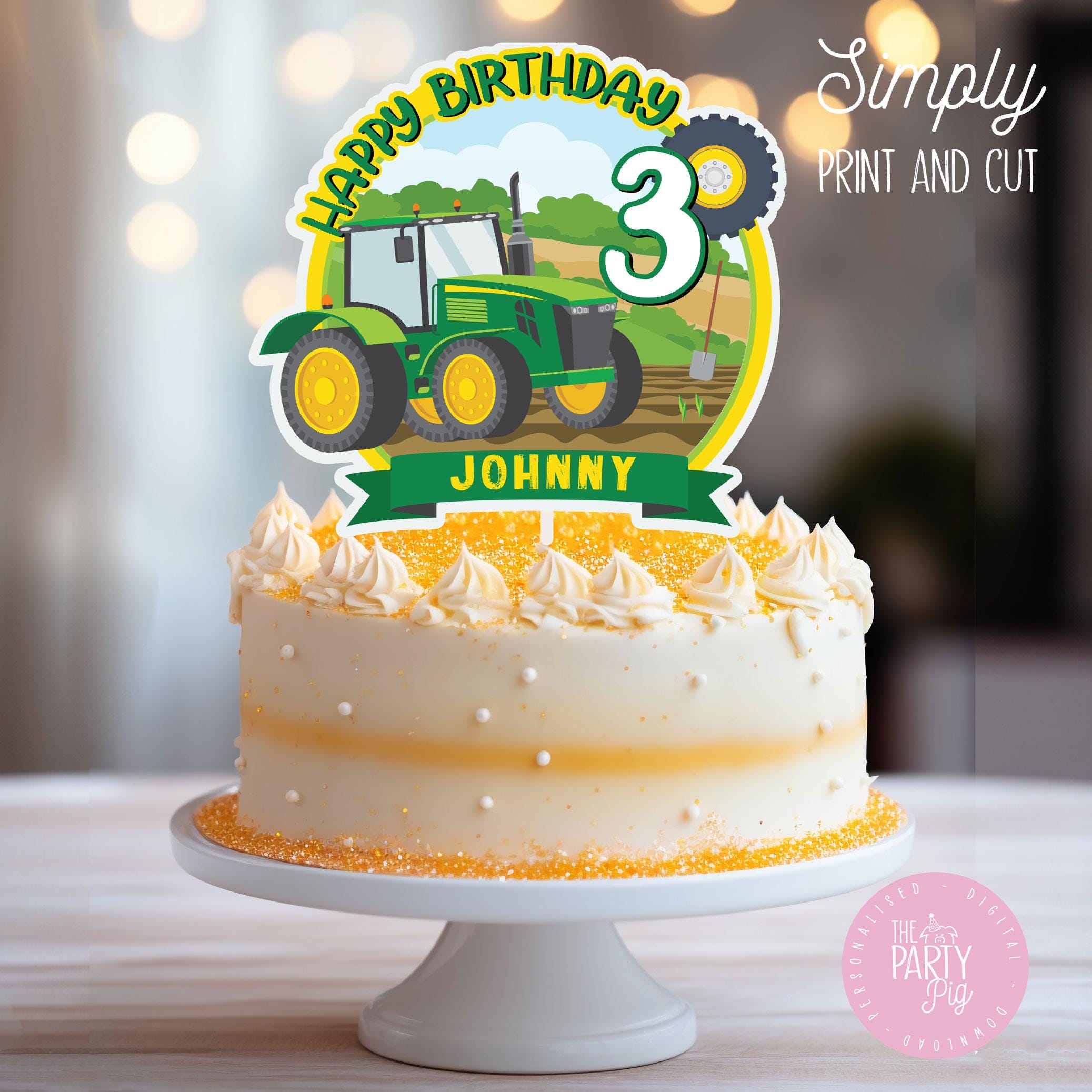 Tractor Birthday Cake Topper Digital Download, Tractor Cake, Tractor ...